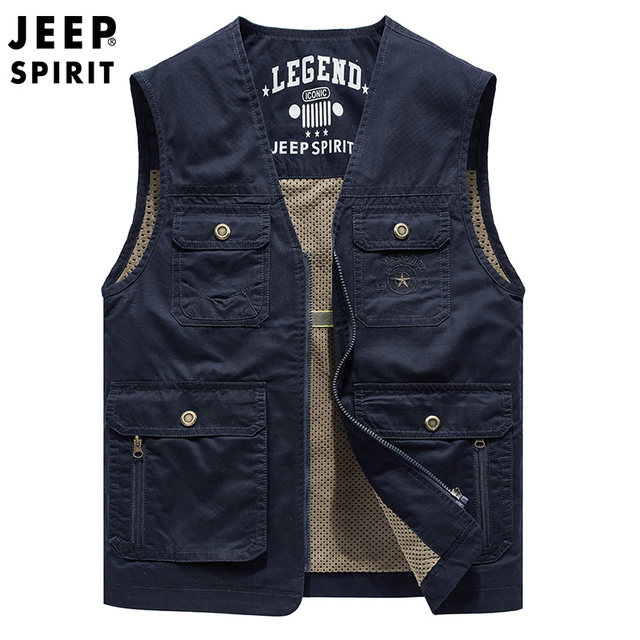 Jeep spirit vest V -neck spring and autumn multiplayerless coatless ...