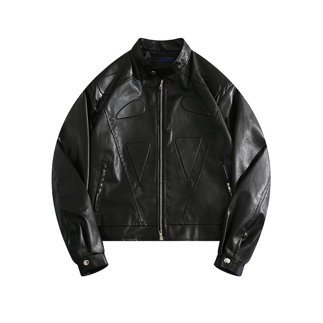 BOYUE ins double zipper pocket shoulder pad jacket men and women niche ...