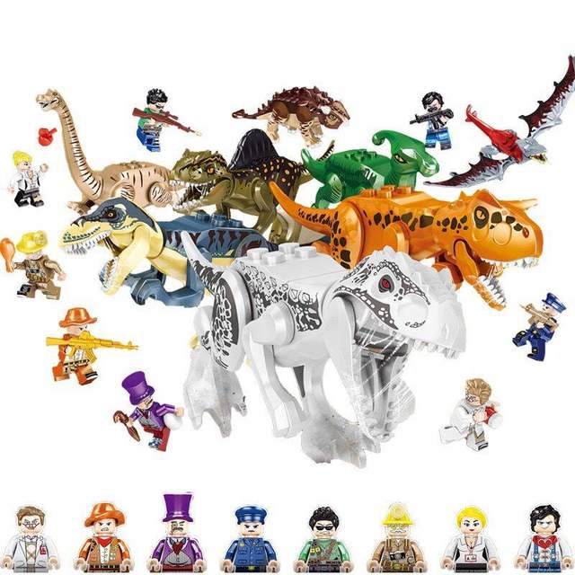 New dinosaur building blocks human figs Jurassic giant beast dragon ...