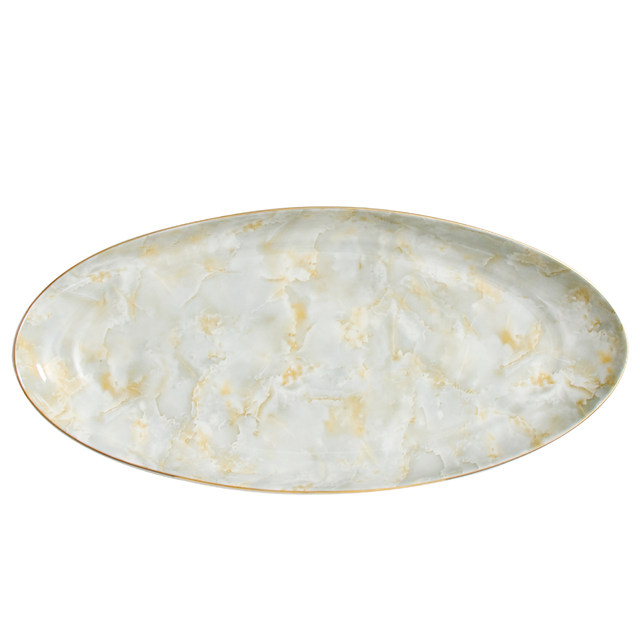 18-inch large household bone porcelain oval hairpin fish plate hotel ...