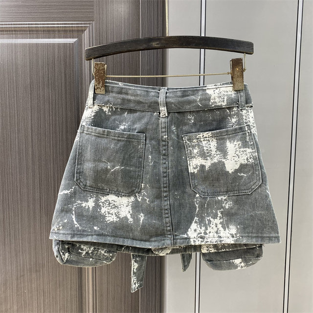 Waste soil wind making old workers denim skirts Female spring and ...