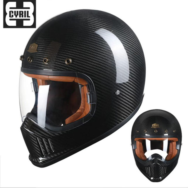 Cyril carbon fiber helmet, motorcycle retro helmet four seasons men and ...