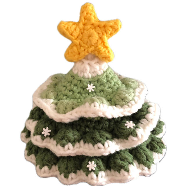 Handmade hook needle knitted Christmas tree key bag woolen wool diy ...