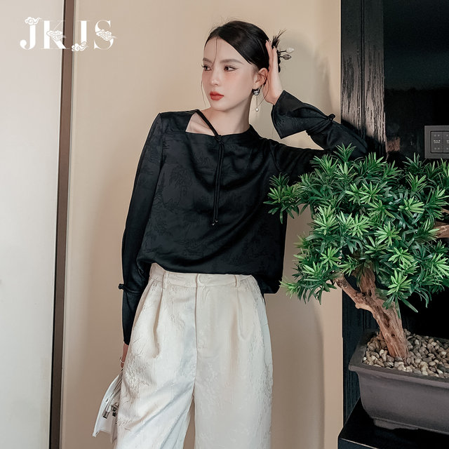 Jkjs satin shirt short Tang dress Chinese style autumn clothes Hanfu ...