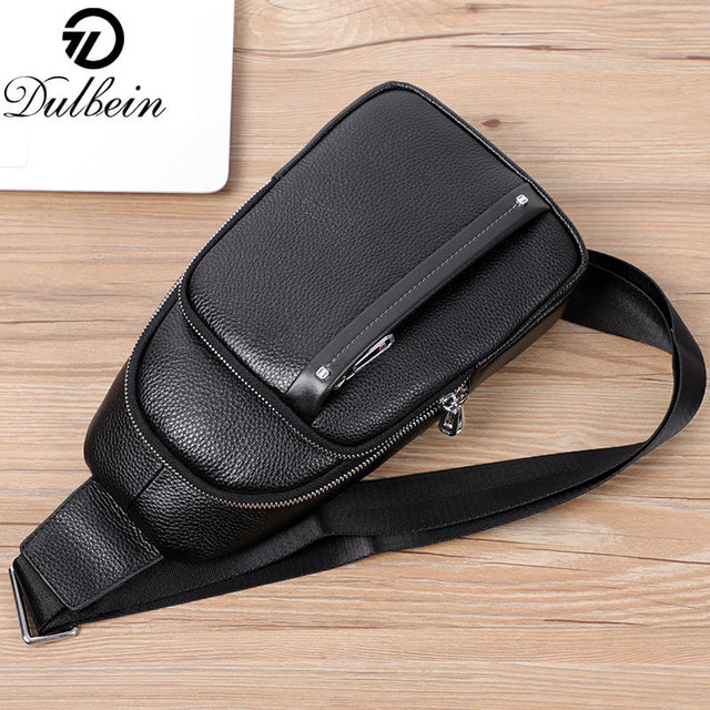Dubian genuine leather chest bag men's crossbody 2025 new waist bag ...