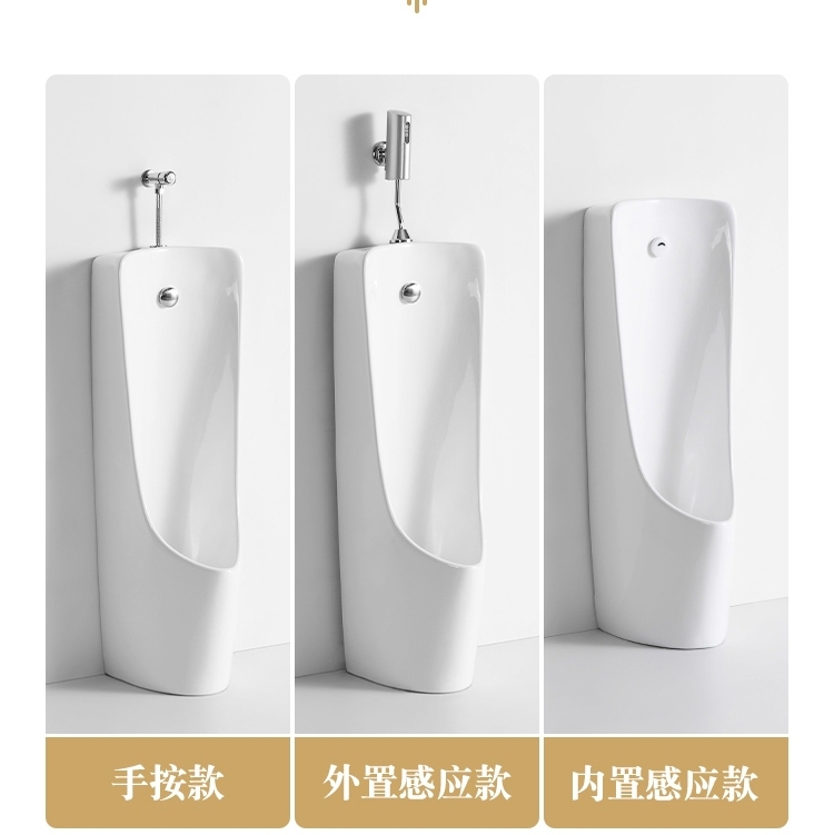 Vertical surface mounted induction ceramic men's urinal