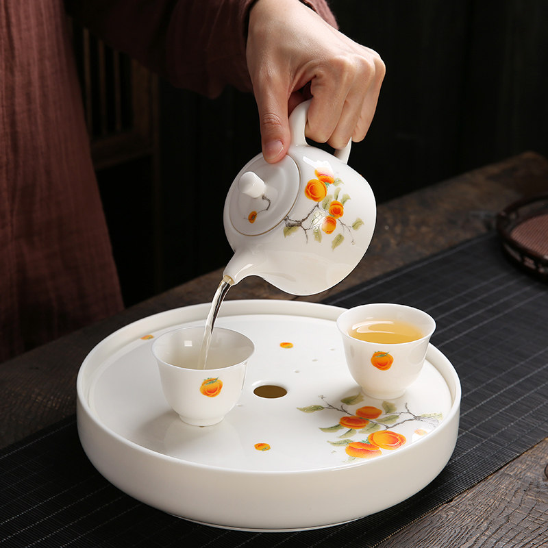 Dehua Ceramic Tea Tray for Traditional Chinese Tea Ceremonies