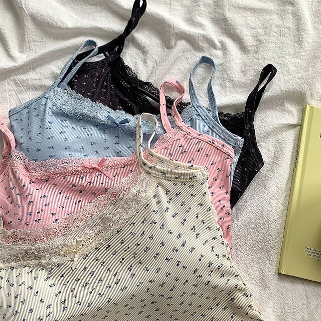 Cute Sweet Pure Pure Outside Drinking Flower Sling Vests Female Summer ...