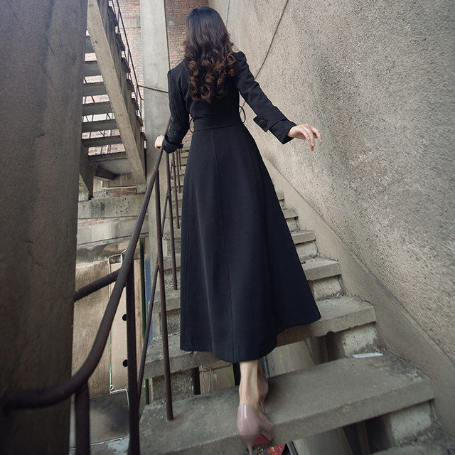 Extra long over-the-knee windbreaker for women 2024 new temperament ...