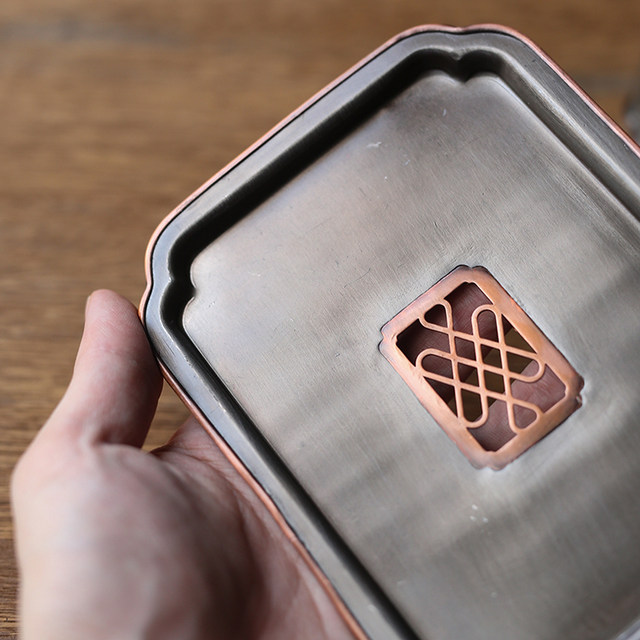 Antique tin tea tray small rectangular tin kettle contracted copper ...