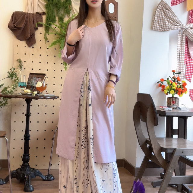Summer cotton silk top long dress new Chinese suit wear large size ...