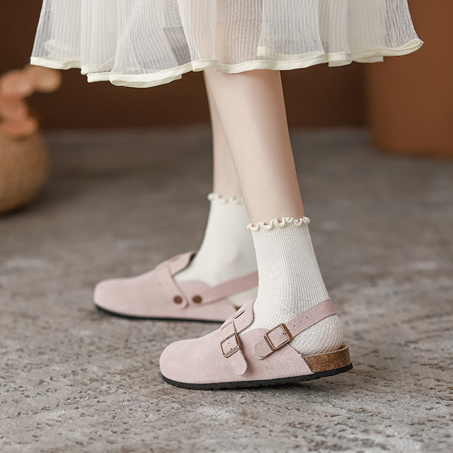 Six o'clock uncle leather two wearing Bolin cold slippers female 2024 ...