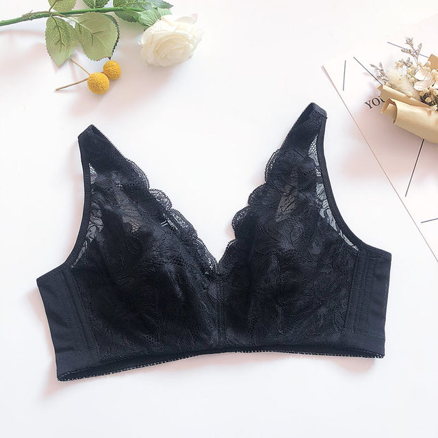 Plus size underwear, ultra-thin wire-free bra, breathable side breast ...
