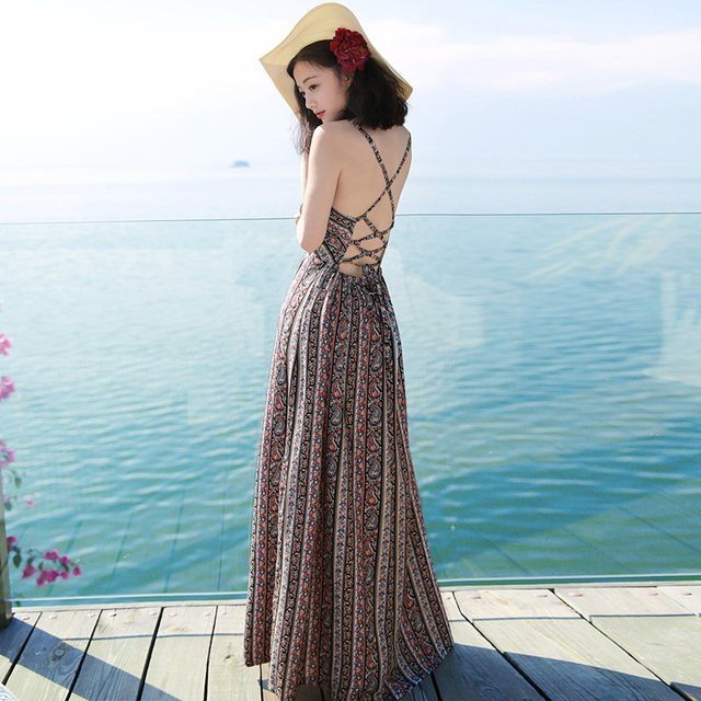 Summer sleeve -free open strand super fairy chiffon dress long skirt ...