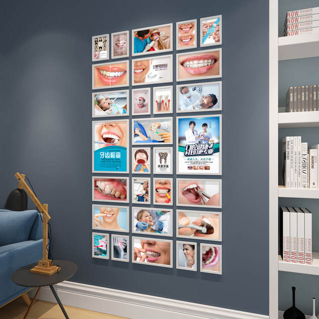 Dental clinic solid wood photo wall decoration hanging picture dental ...