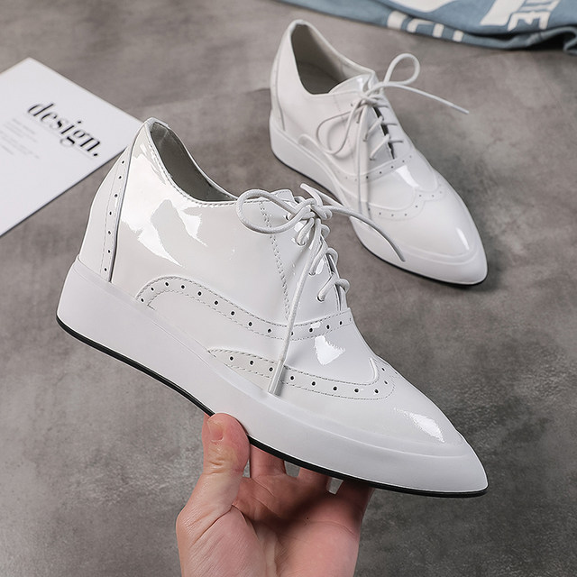 Beixidi genuine leather thick-soled white shoes women's pointed toe ...