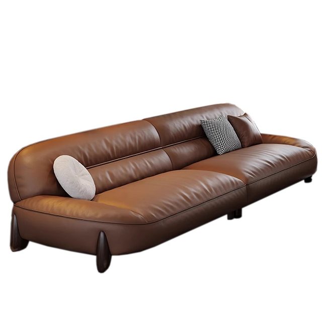 Italian minimalist leather sofa small living room direct sofa household ...