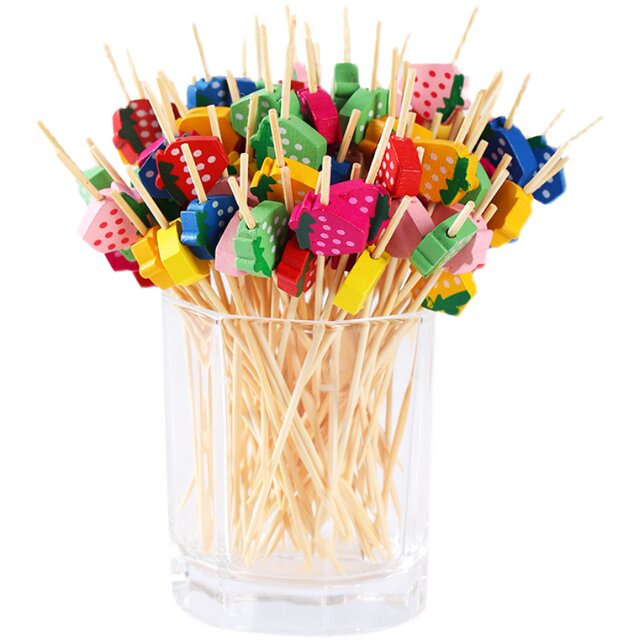 Disposable fruit sticks, bamboo sticks, flower sticks, creative art ...