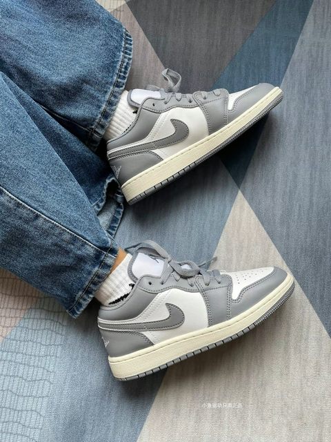 Air Jordan 1 LOW AJ1 Gray White Tobacco Gray Men's Low Anti-Slip ...