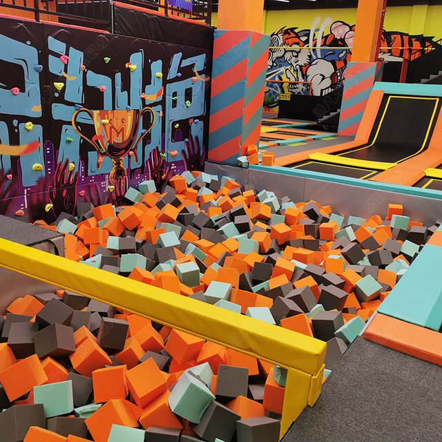 Playground sponge pool square trampoline sponge block colorful fire ...