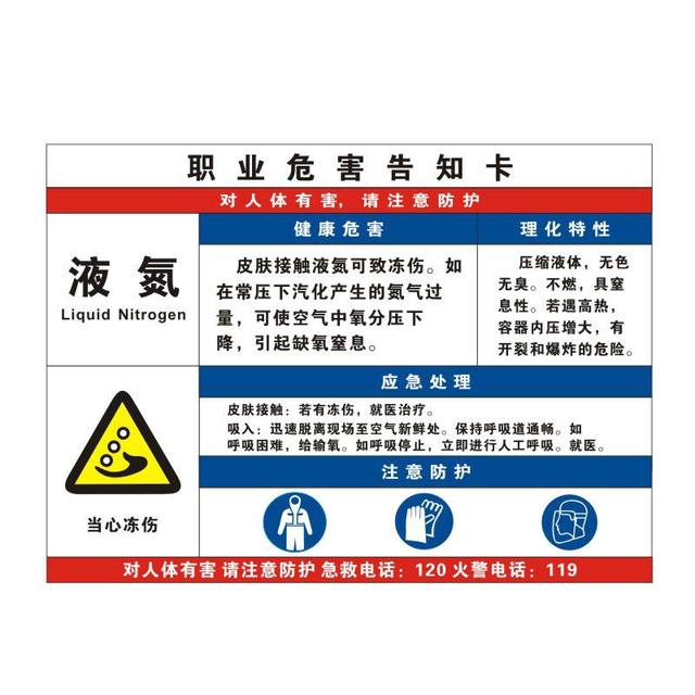 Light nitrogen occupational disease hazard notification Card hazardous ...