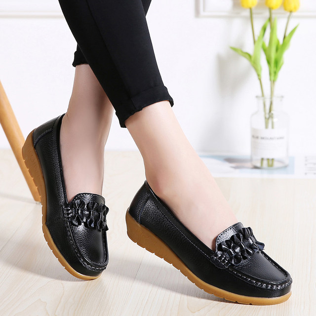 Genuine leather soft sole Doudou women's spring style non-slip flat ...