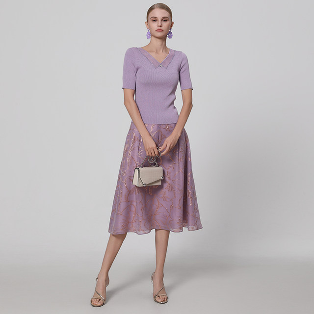 Authentic Ma Tiannu women's clothing summer purple glittering onion ...