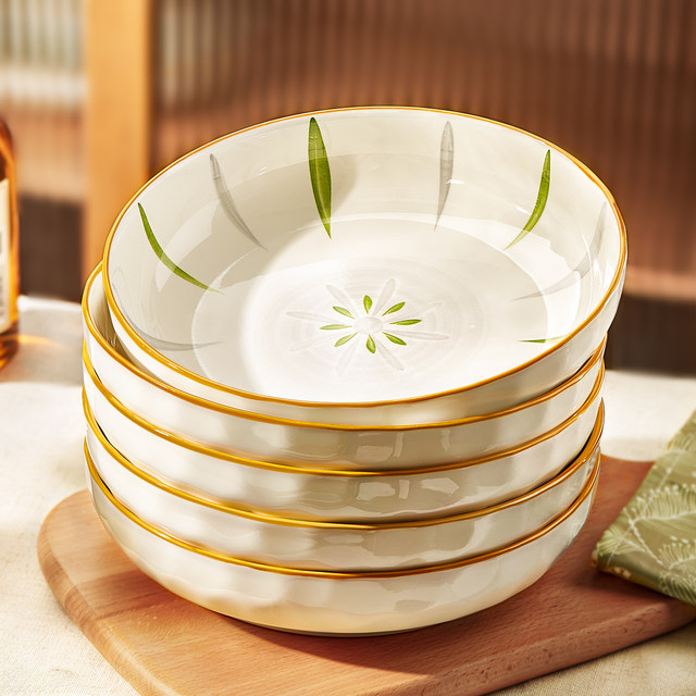 Deep disk beautiful ceramic plate home dishes 2024 new dishes tableware ...