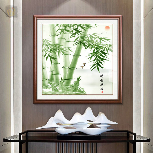Bamboo porch decorative painting Guofeng Chinese bamboo newspaper Ping ...