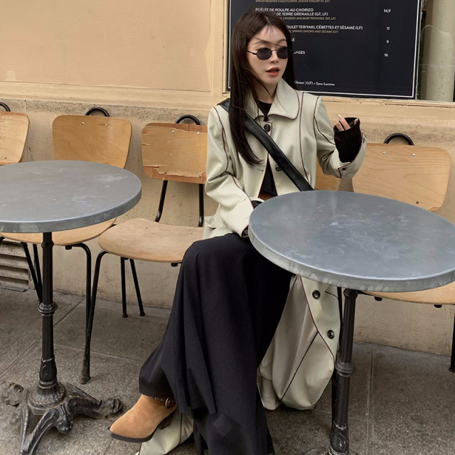 Smol 'Naples' A contrasting long lace -up leather jacket autumn and ...