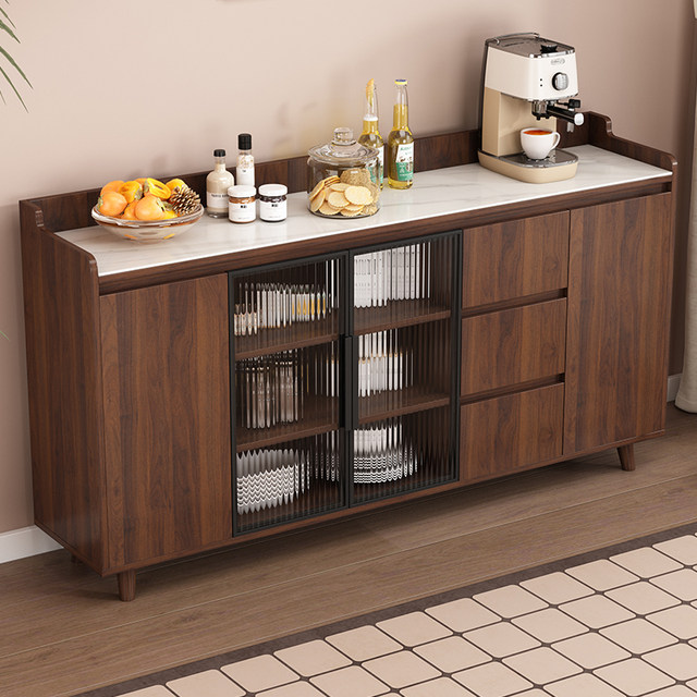 Solid wood stone sideboard dining side cabinet against the wall ...