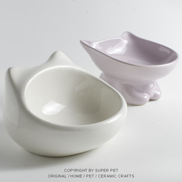 Dwarf cat bowl ceramic large caliber protection cervical spine tall ...