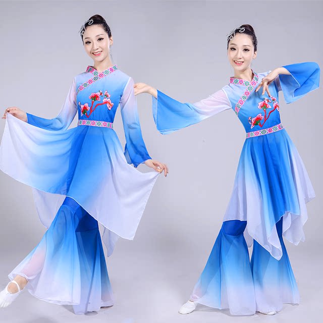 New classical dance performance service girl elegant umbrella dance fan ...