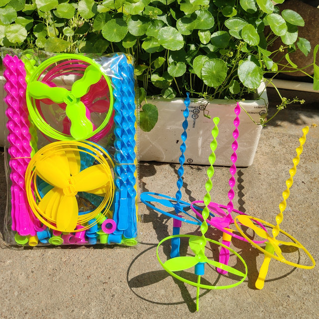 Plastic Flying Fairy Frisbee Gyro with Light Bamboo Dragonfly Hand Push ...