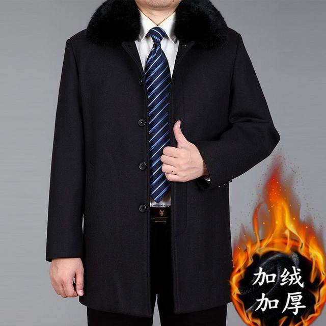 Thickened wool coat for middle-aged and elderly people in winter double ...