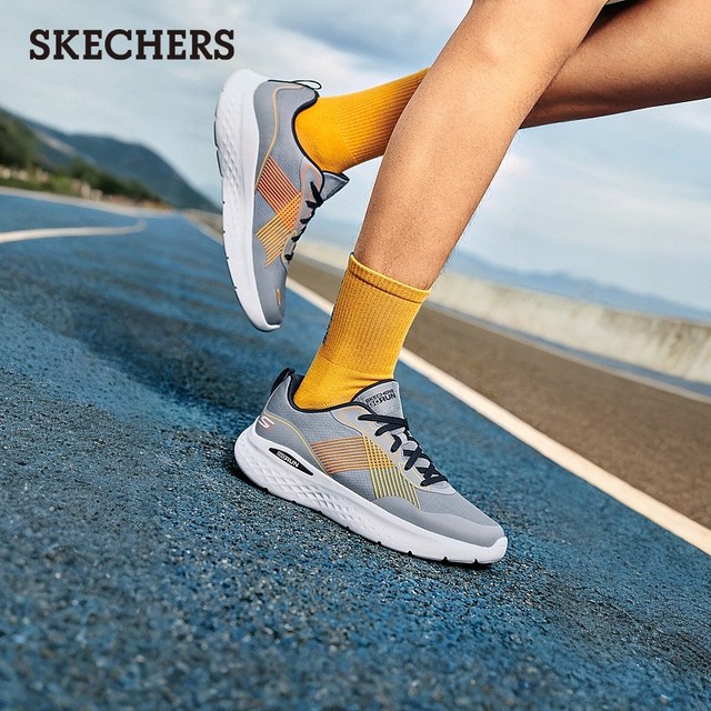 Skechers 2025 autumn new men's shoes thick sole cushioned running shoes ...