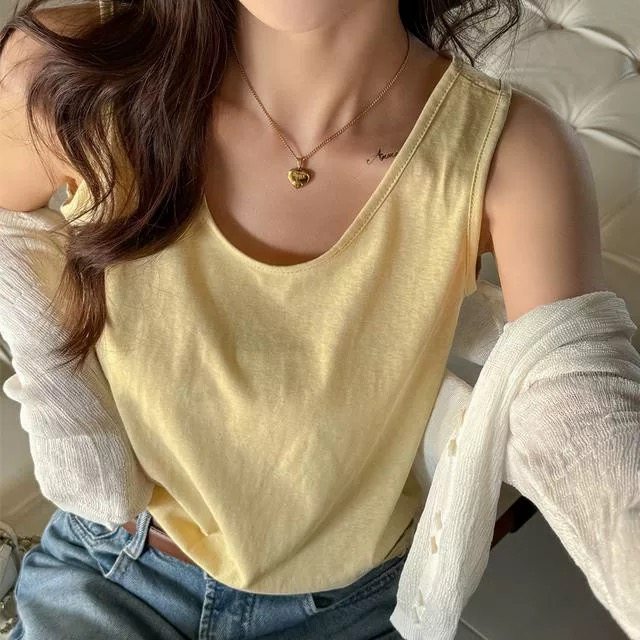 New spring and summer cotton loose lazy style base suspender vest for ...