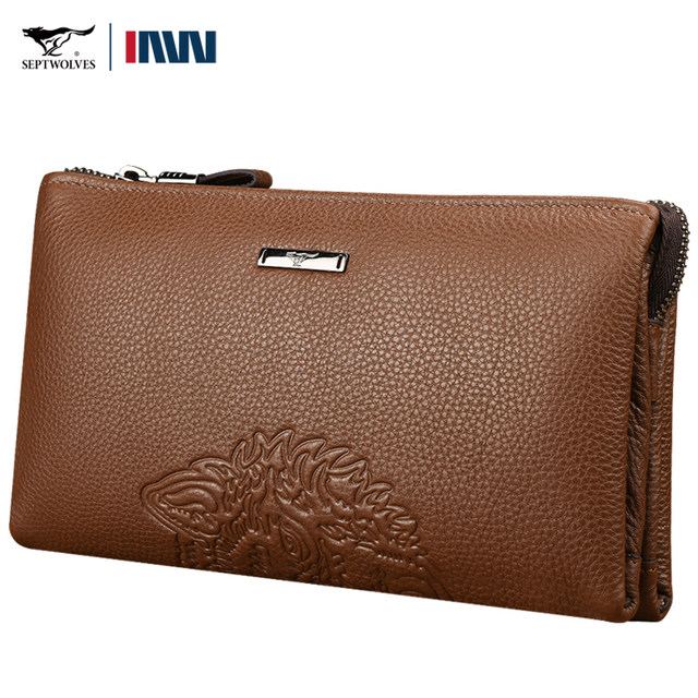Seven Wolves Men's Handbag Genuine Leather Clutch Large Capacity 2025 ...