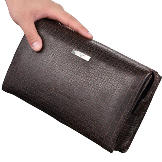 Septwolves Men's First Layer Cowhide Clutch Genuine Leather Business ...