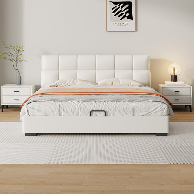 Multifunctional puff leather bed master bedroom Modern minimalist small ...