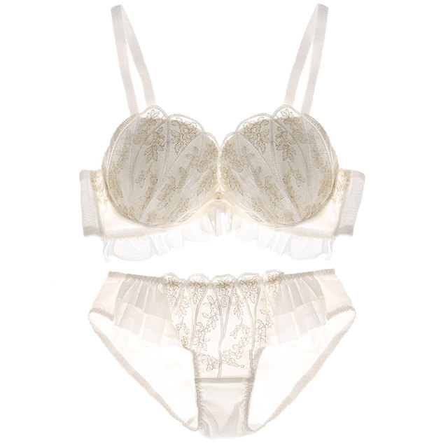 Seasonal new style fresh thin embroidered lace comfortable wire-free ...