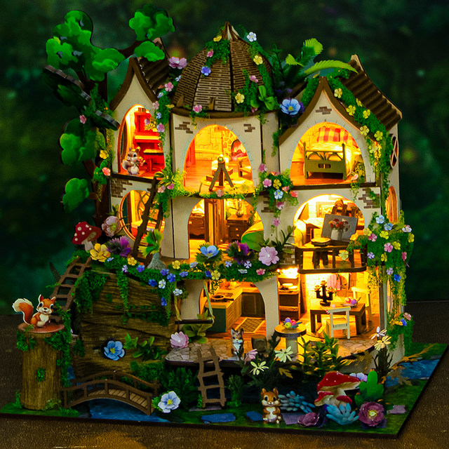 New product DIY hut mini forest castle handmade house villa assembled ...