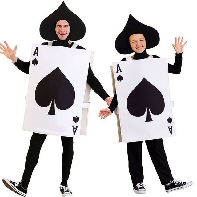 Halloween funny party poker costume adult children's play costume heart ...