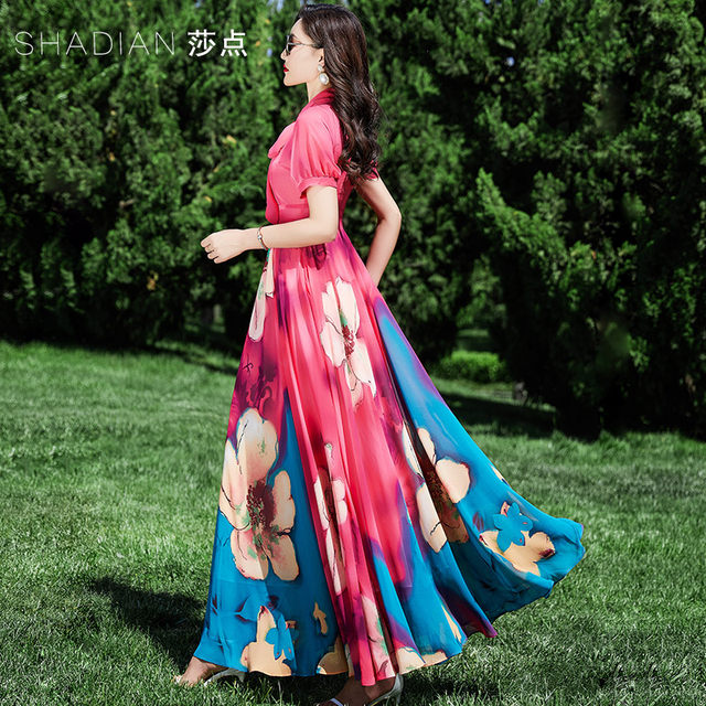 Cosmetic dress female long new summer chiffon big skirt Bohemian ...