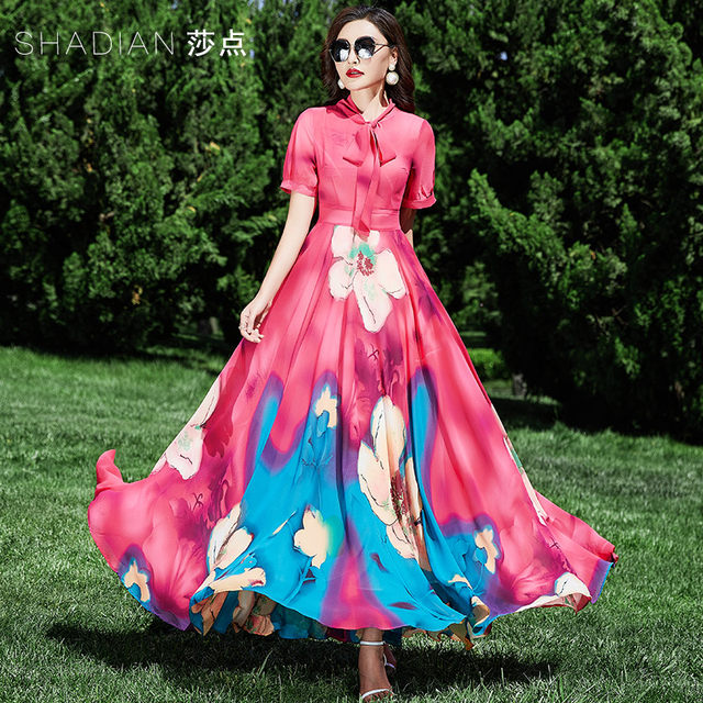 Cosmetic dress female long new summer chiffon big skirt Bohemian ...
