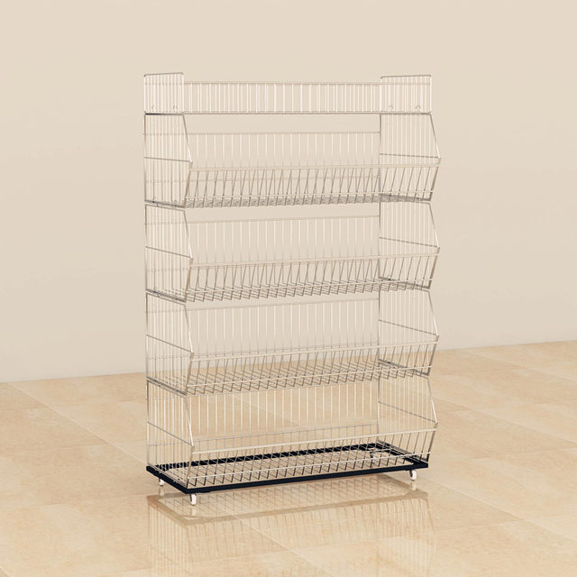 Electroplated inclined basket shelf supermarket bread rack convenience ...