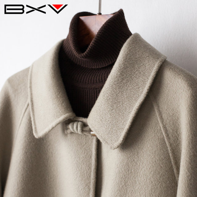 BXV doll two -sided cashmere coat female medium long 2024 autumn new small small plate buckle ...