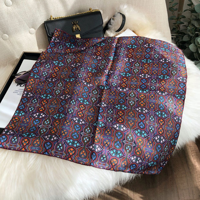 Purple silk scarf women's autumn and winter high-end small square scarf ...