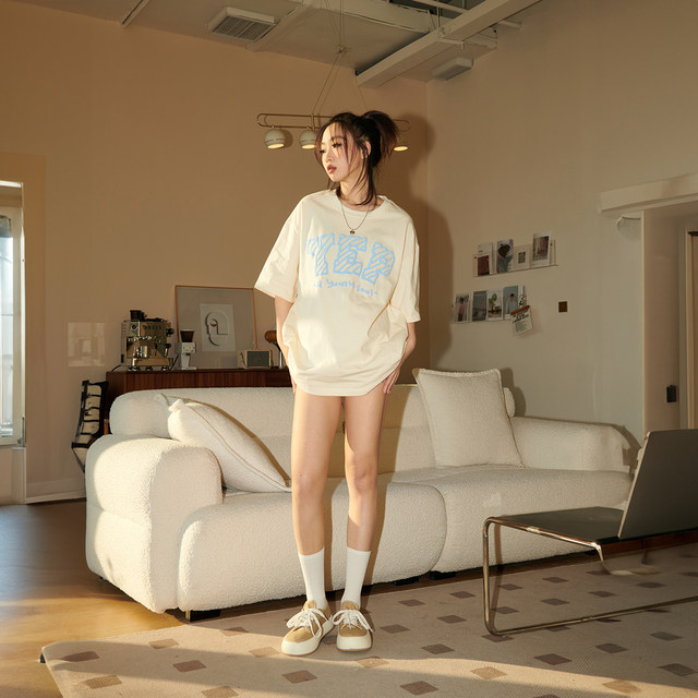 YEP American retro foam printed short-sleeved T-shirt for women in ...