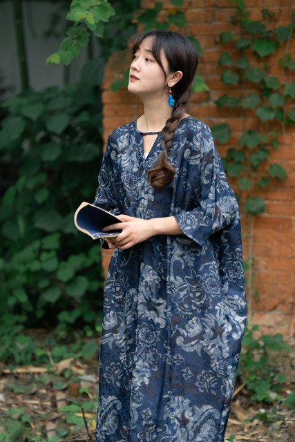 Blue Lotus Fragrant Clouds Large Wind Loose Dress Know the Bi -Ink ...